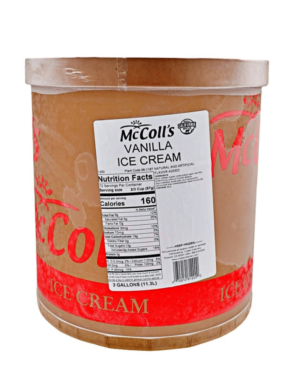 Vanilla Ice Cream, 3 gal – Hollandia Foods
